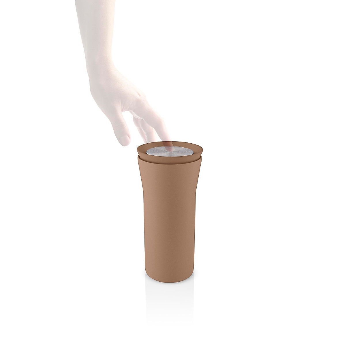 Eva Solo | City To Go Cup 12oz Mocca | Practical, double-walled thermo cup for easy and simple one-hand operation – click-lid allows drinking from all sides | Mocca