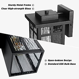 TUUANA Outdoor Wall Light Fixtures, Waterproof Porch Lights Wall Lanterns, Exterior Modern Matte Black Wall Mount Lighting, Anti-Rust E26 Socket Wall Scones for Front Door Garage, 2 Pack