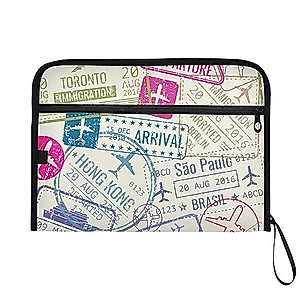 susiyo Expanding File Folder Travel Passport Visa Stamps Expanding Organizer File Folder with 13 Pocket for A4 Letter Size