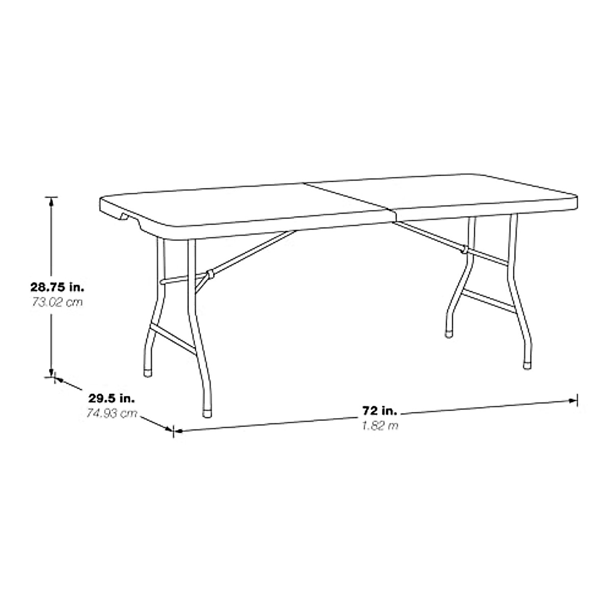 Office Star Resin Rectangle Center-Folding Portable Table for Picnics, Camping, and Tailgating, 6 Feet