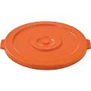 Global Industrial 32 Gallon Plastic Trash Can Lid, Bright Orange