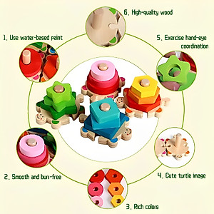 Montessori Toys for Babies 6-12 Months, Wooden Stacking Toys for Toddlers 1-3 Year Old, Toddler Learning Educational Toys 1 Year Old, Preschool Activities Gifts for Boys Girls Birthday Christmas