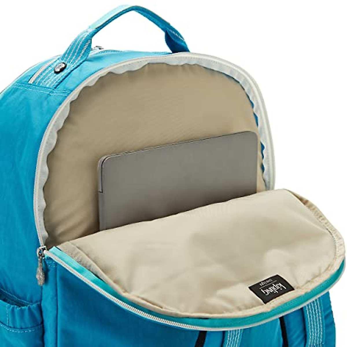 Kipling Women's Seoul 17” Laptop Backpack, Durable, Roomy with Padded Shoulder Straps, Nylon Bag, Eager Blue Fun, 13.5''L x 18.3''H x 7.8''D