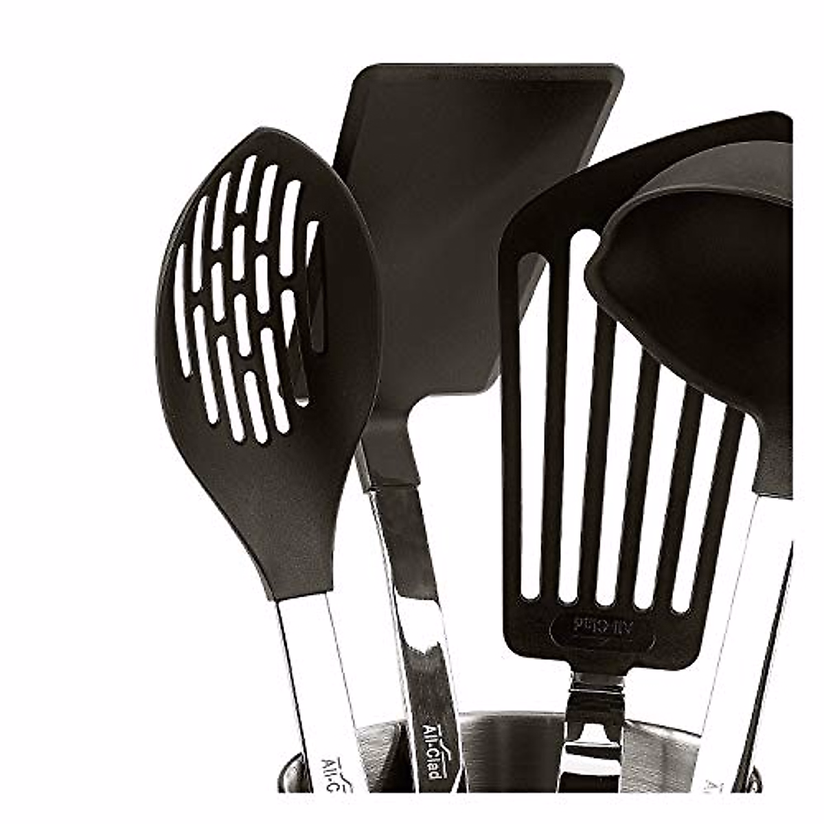All-Clad Scratch & Heat-Resistant Nylon Tools with Stainless Steel Handles and Caddy, 5-Piece