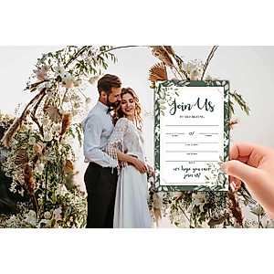 Wedding Reception Invitation, Greenery Bridal Shower Fill-in Invites Cards, Beautiful and Minimalist Wedding Planning Supplies,03(25 Pack)
