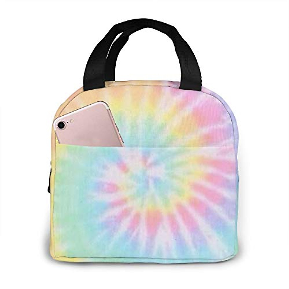 Pastel Tie Dye Portable Insulated Lunch Tote Bag Reusable Lunch Box For Men, Women And Kids