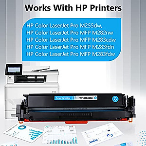 High Yield 206X Toner Cartridges 4 Pack, Compatible with M255dw, M283fdw, M283cdw, M282nw Printer, Black Magenta Yellow Cyan, No Chip, with Tools