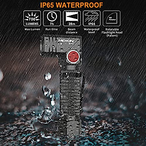 NICRON B74T LED Twist Flashlght 700 Lumen with Red Light Magnetic Rechargeable Waterproof for Fishing Night Walking