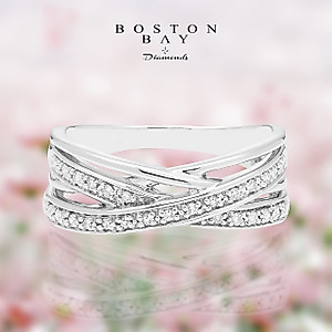 .925 Sterling Silver 1/8 Cttw Diamond 1/4" Double Cross Over Statement Ring with Tapered Band (I Color, I3 Clarity) - Size 6