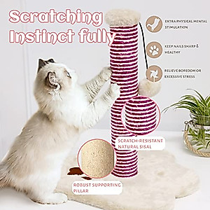 ABclown Cat Scratching Post Cat Tree Small Cat Tower with Natural Sisal Pole and Carpet Covered Heavy Base, Cat Claw Scratcher for Indoor Small Cats, Kitten Climbing Pole for Play Rest