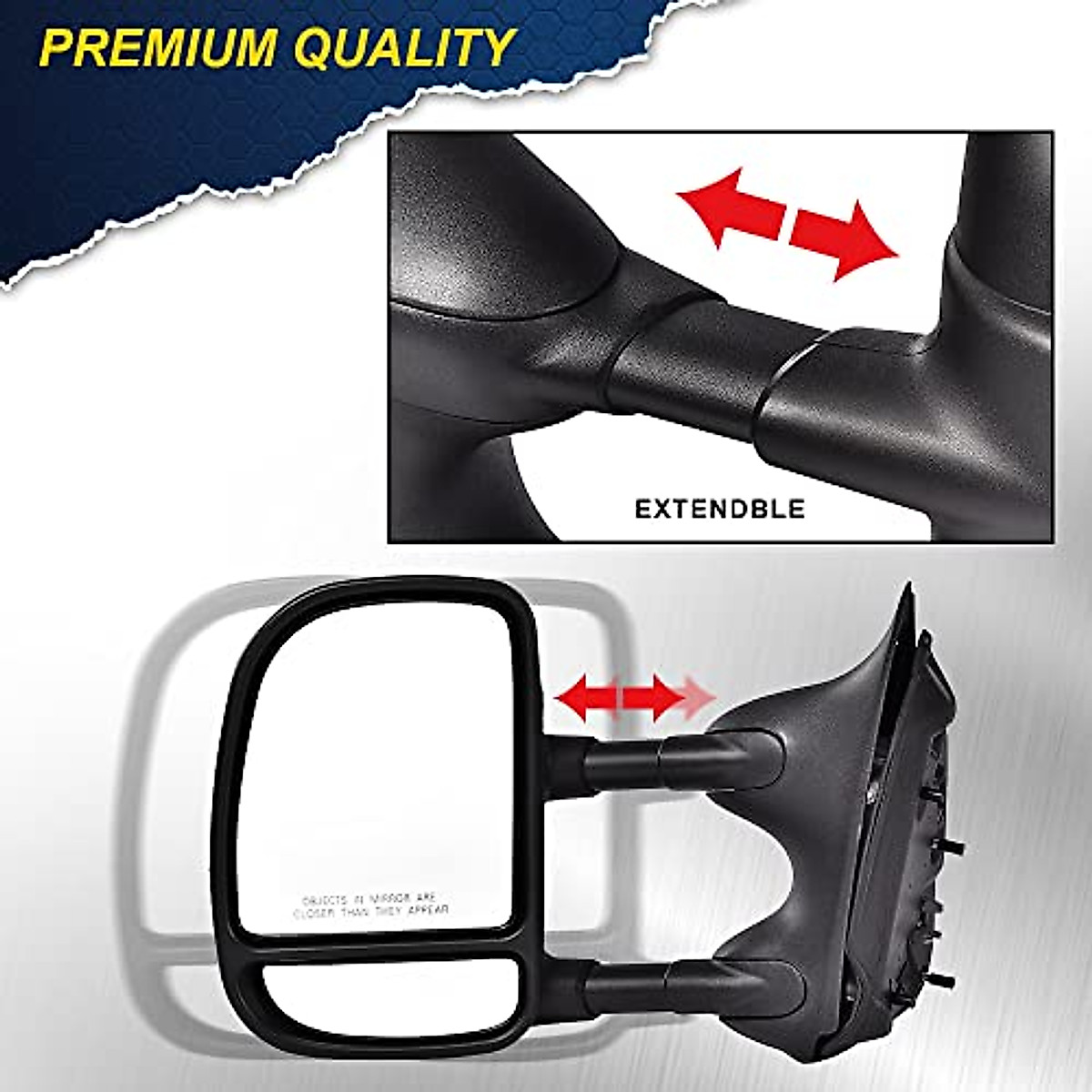 CHEDA Manual Towing Side View Mirrors, Compatible with 1999-2016 Ford F250 F350 F450 Super Duty Left & Righ, Black