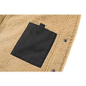 CRYSULLY Men's Winter Thicken Coat Button Cargo Jacket Windbreaker Coat Dark Grey