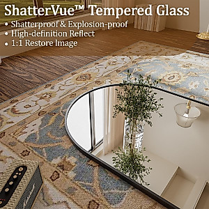 Koonmi Arched Full Length Mirror, 58"x18" Black Mirror Full Length, Standing Hanging or Leaning Full Body Mirror with Aluminum Alloy Frame for Living Room and Bedroom