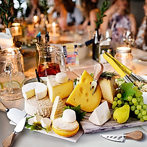 HyChill Cheese Knife Set 4/6/8-piece Cheese Knife with Acacia Wood Handle Stainless Steel Cheese Slicer Cheese Cutter… (8, B)