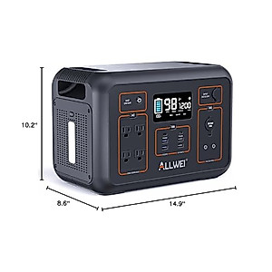 ALLWEI LiFePO4 Solar Generator 1200W(Peak 2400W) with 1 * 200W Solar Panel, Fast Charge in 1.5Hrs, 1008Wh Portable Power Station, 4* AC Outlet, UPS Mode, Outdoor Generator for RV Camping Emergency
