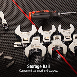 Sunex 9720A 1/2-Inch Drive Jumbo SAE Crowfoot Wrench Set, 1-Inch - 1-3/8-Inch, Fully Polished, 7-Piece (Includes Storage Rail)