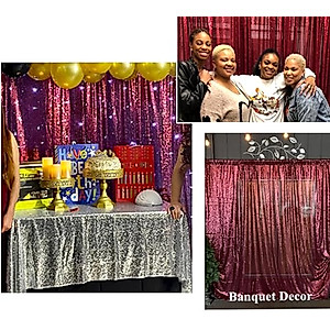 DUOBAO Sequin Backdrop Curtain 4FTx8FT Burgundy Sequins Photo Background Bridal Decoration Fabric Backdrops Glitter Wedding Party Backgrounds Drapes (4FTX8FT, Burgundy)
