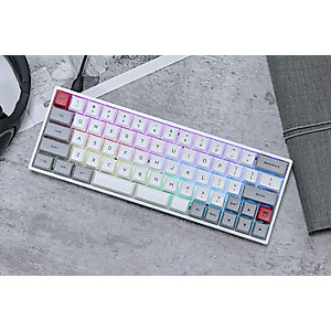 EPOMAKER SK66S 60% Keys Bluetooth 5.1 Wireless Wired Dual Mode Gateron Optical Mechanical Gaming Keyboard with RGB Backlight and PBT Heat Sublimation Keycaps (Gateron Optical Red, Grey White)