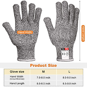 Chuarry 10 Pairs Cut Resistant Gloves Cutting Proof Gloves Level 5 Protection Kitchen Cuts Gloves for Shucking Fish (Gray, Large