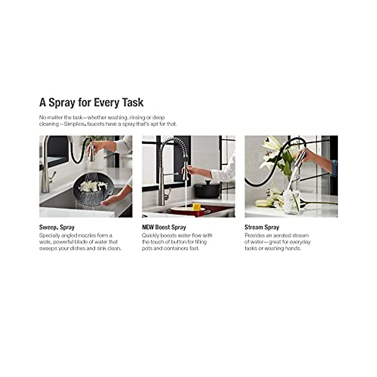 KOHLER 596-VS Simplice Pull Down Kitchen Faucet, High Arch, Vibrant Stainless