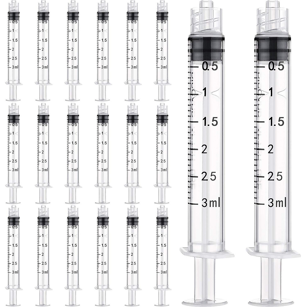 TecUnite 20 Pack Syringe Without Needle, Plastic Curved Syringes for Epoxy Resin, Craft, Feeding Pets Animals, Oil or Glue Applicator