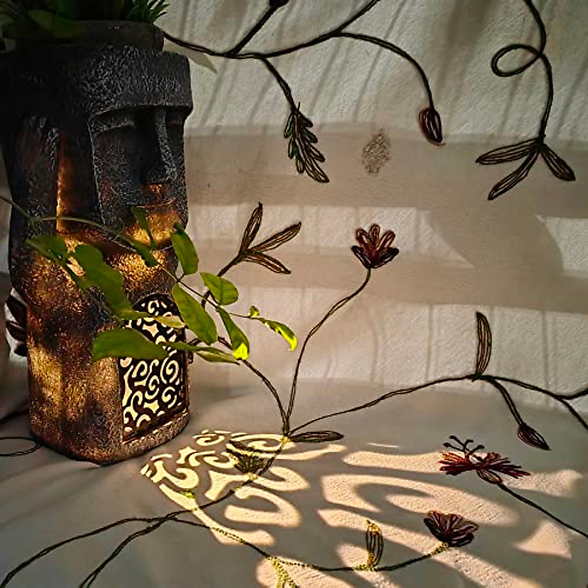 ANIAFJ Moai Funny Planter Solar Decor Planter Moai Solar Light Décor Ester Island Tiki Urn Easter Island Head Flowerpot-Do not Listing