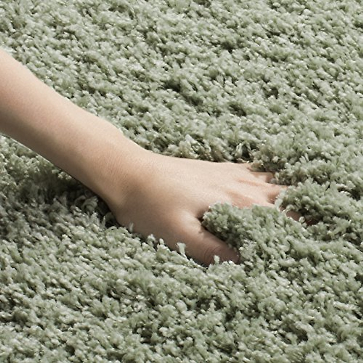 SAFAVIEH Laguna Shag Collection 5'3" x 7'6" Light Sage SGL303V Solid Non-Shedding Living Room Bedroom Dining Room Entryway Plush 2-inch Thick Area Rug