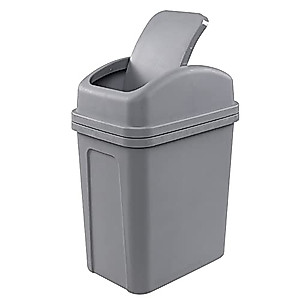HOMMP 2 Gallon Small Swing Lid Trash Can, Swing-Top Garbage Can, Gray