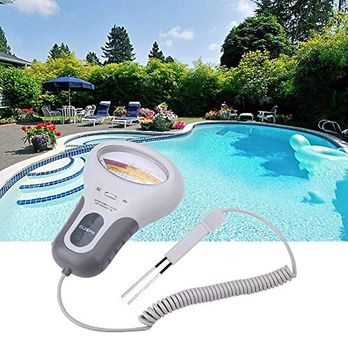 Hakeeta PH Tester, pH Meters, for Swimming Pool, Water Quality Analyzer, with Probe, Easy to Set Up, Quick Testing, Adjust pH of The Pool, for Pools, Aquariums