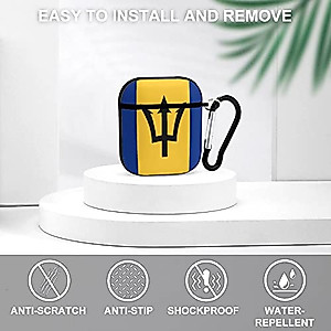 Barbados Flag Case Cover Compatible with AirPods 2 & 1 with Cute Skin and Keychain for Men Women