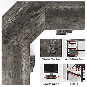 Teraves Modern L Shaped Desk with Shelves,64.84" Computer Desk/Gaming Desk for Home Office,Corner Desk with Large Desktop (Black Oak+Black Frame, Large+4 Tier Shelves)