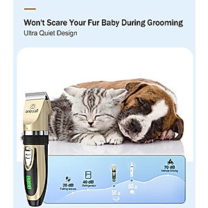oneisall Dog Clippers and Dog Paw Trimmer Kit 2 in 1 Low Noise Cordless Dog Clippers for Grooming Pet Hair Trimmers for Small and Large Dogs Cats Animals