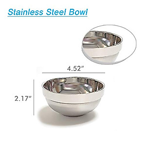 Stainless Steel Bowls 4 Pack & Dish Scrubber Set, Double-walled Insulated Metal Bowls for Cereal, Soup, Ice Cream, Rice, Noodles, Salad, Snacks