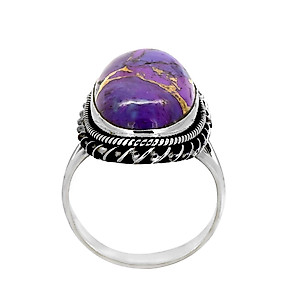 YoTreasure Purple Copper Turquoise Solid 925 Sterling Silver Ring