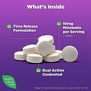 Natrol Advanced Sleep Melatonin 10mg, Dietary Supplement for Restful Sleep, Time Release Melatonin Tablets, 100 Time-Release Tablets, 100 Day Supply