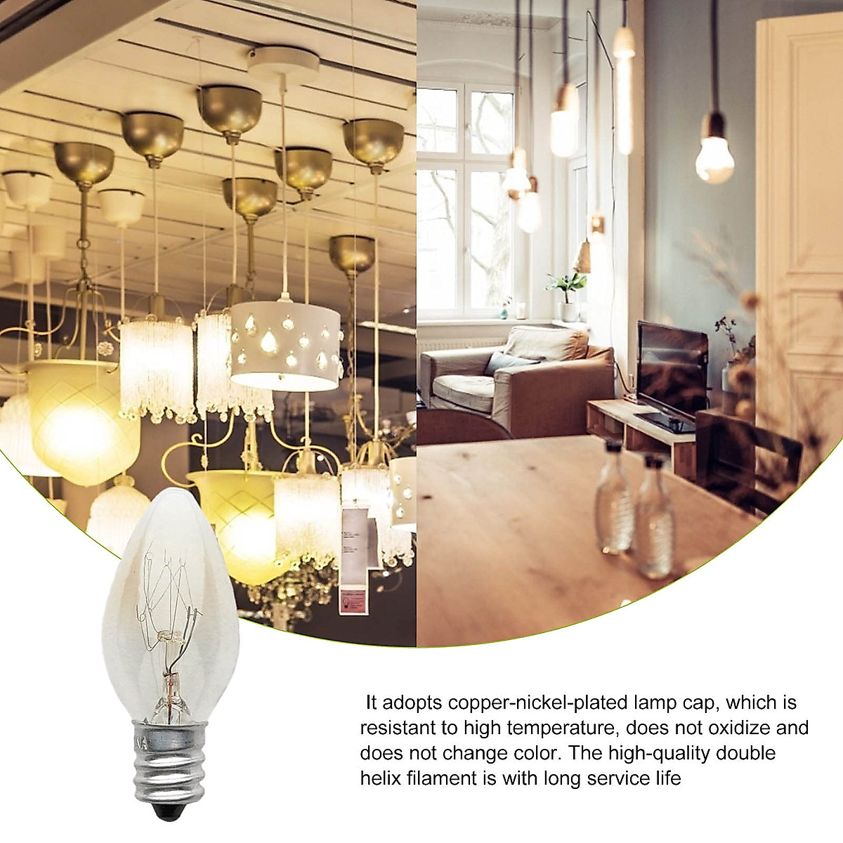 MMBGJKG 40W Incandescent Torpedo Tip Chandelier, Incandescent Clear Dimmable Light Bulbs and Medium E26 Candelabra Base,Transparent Candle Light Bulbs for Chandeliers, Ceiling Fan Lights (6)