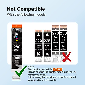 E-Z Ink (TM) Compatible Ink Cartridge Replacement for Canon PGI-280XXL PGI 280 XXL Compatible with PIXMA TR7520 TR8520 TS6120 TS6220 TS8120 TS8220 TS9120 TS9520 TS9521C Printer (2 PGBK)