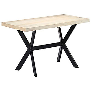 YPWRENH Cocktail Table Snack Table Dining Table White 47.2"x23.6"x29.5" Solid Mango Wood for Dining Room, Kitchen or Living Room