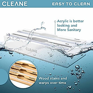 Plastic Wrap Dispenser with Cutter - Aluminum Foil Organization and Storage 2-in-1 Parchment Paper and Plastic Wrap Organizer - Saran Wrap Dispenser for Kitchen Drawer - Compatible with 13 inch Roll