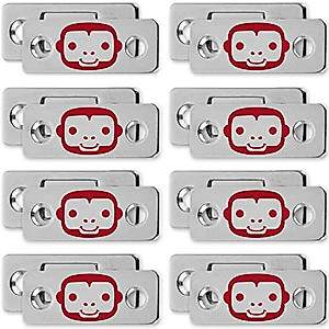 RUBY Monkey Magnets AS-SEEN-ON-TV, Ultra-Thin Magnetic Plates Keep It All Shut, Fast and Easy Installation, Just Peel & Stick, Slim Design Fits Virtually Anywhere, Cabinets, Drawers & More, 8 Sets