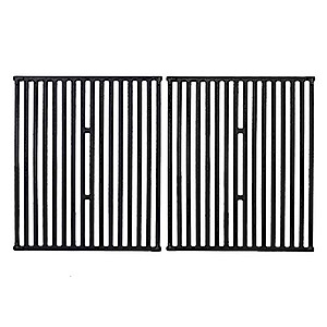 GGC 15 Inch Grill Grates Replacement for Broil King 9453-54, 9453-57, 9453-64, 9865-54, 9453-67, Broil-Mate, Silver Chef, Sterling Gas Grill, 2 PCS Cast Iron Cooking Grid Grates (15" x 12 3/4" Each)