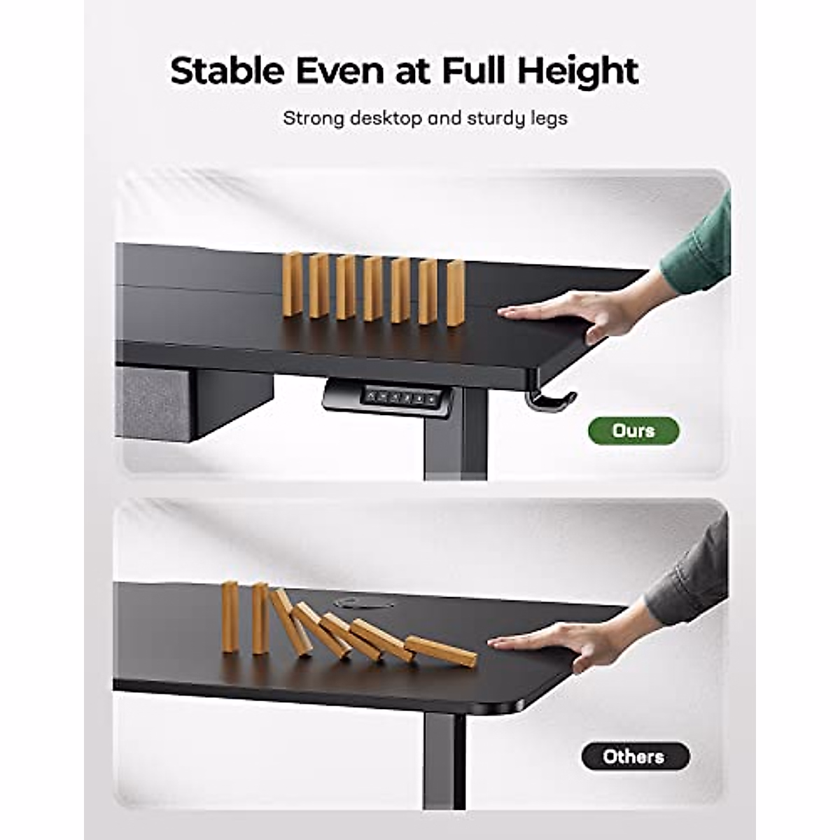 Marsail Electric Height Adjustable Standing Desk with Drawer - 55x24 Inch Ergonomic Workstation for Home Office, Computer and Gaming