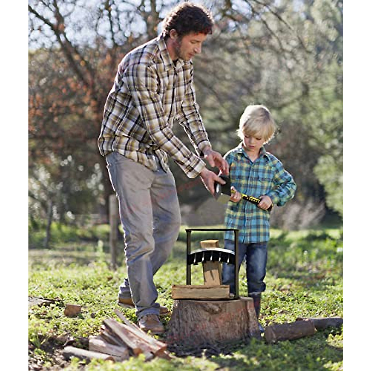 MANIOSHIYA Firewood Kindling Splitter with Enlarged Openning & 3LBS Solid Sledge Hammer, Manual Kindling Splitting Wedge, Sturdy Portable Firewood Cutter, Splits Firewood Safely and Easily