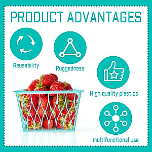 100 Plastic Berry Baskets Berry Boxes Green Strawberry Baskets, Pint Size with Open Woven Boxes, Fruit Storage Containers for Refrigerator, for Parties, Drawer Organizers and Craft Baskets