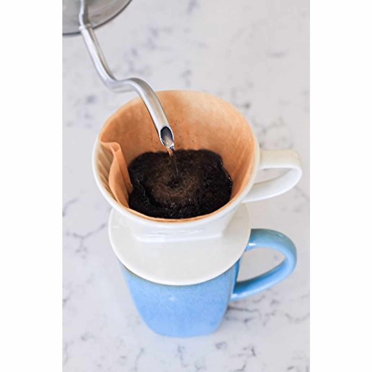 Simply Charmed Pour Over Coffee Dripper - Single Cup Ceramic Coffee Maker with 40 Count Melitta Filters