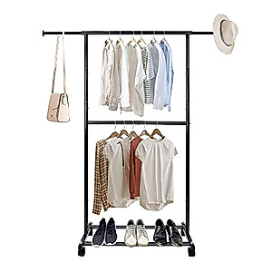 Horizontal and Vertical Black Double Rod Garment Rack