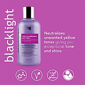 Oligo Professionnel - Blacklight Violet Conditioner - Purple Conditioner for blondes - Vegan - Eliminate Yellow Tones - Refresh Faded Highlights - Argan oil - Hydrating Formula - 8.5oz