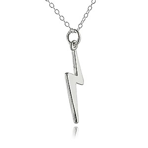 FashionJunkie4Life Silver Lightning Bolt Necklace for Women | 18” Sterling Silver Necklace with Sterling Silver Lightning Bolt Pendant | Jewelry Gifts for Men & Women.