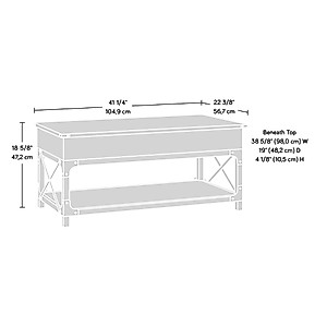 Sauder Steel River Rustic Industrial Style Lift Top Coffee Table, Coated Metal and Carbon Oak