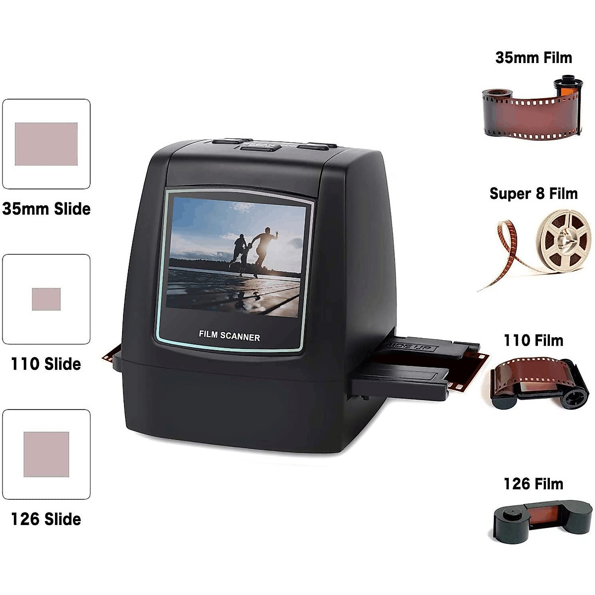KEDOK Film & Slide Scanner with 22MP Converts 35mm/126/135/110/Super 8 Films, Slides & Negatives into Digital Images, 2.4" LCD Screen, Built-in 128MB Memory– Easy Load Film Adapters